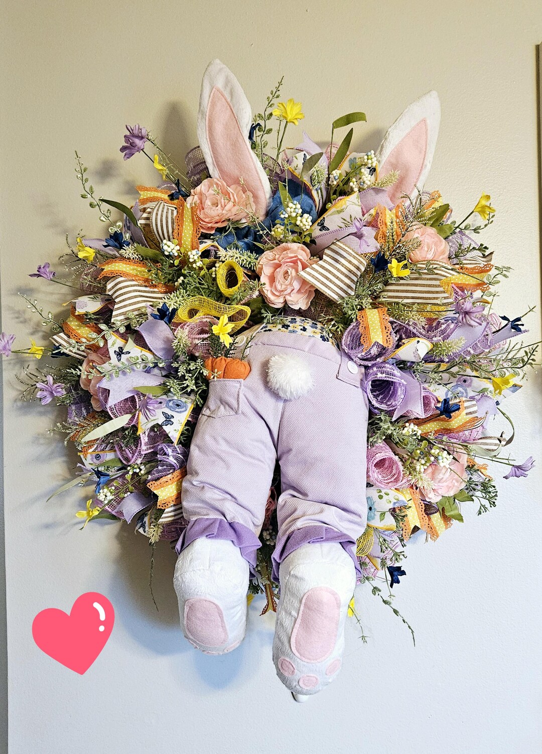Whimsical Easter Bunny Butt Wreath – Spring Floral Bunny Wreath, Easter Door Decor, Bunny Bottom ...