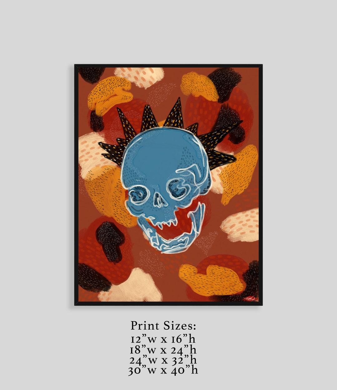 Skull Crown Print Multiple Print Sizes Available Limited - Etsy