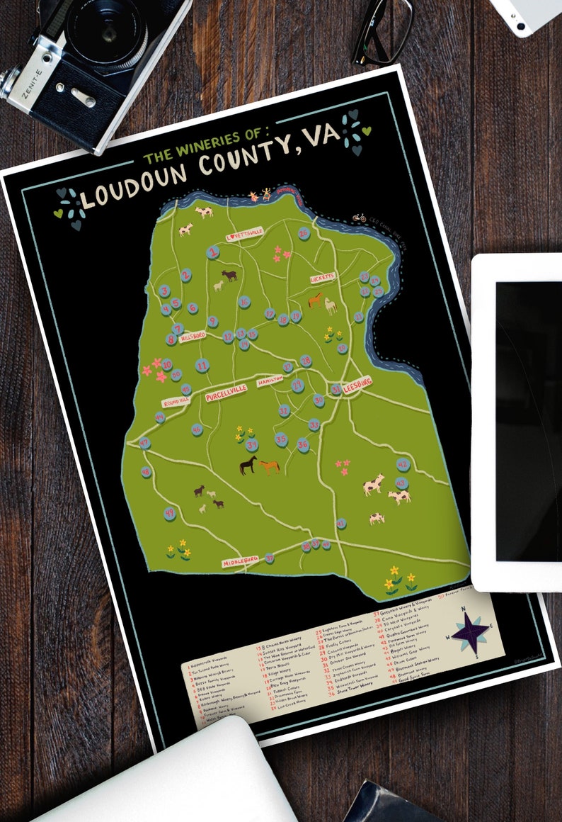 Loudoun County, Virginia Wineries Map, Pushpin Map and Print Options by ...