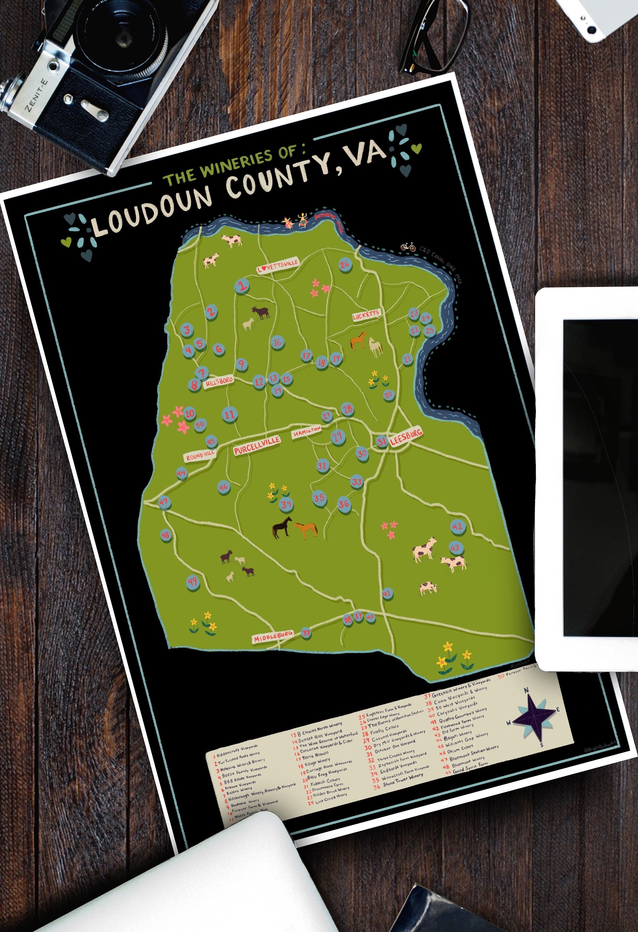 Loudoun County, Virginia Wineries Map, Pushpin Map and Print Options by ...