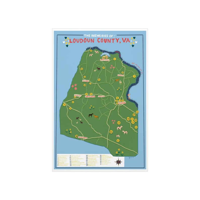 Loudoun County Virginia Breweries Map Print by Kayla - Etsy