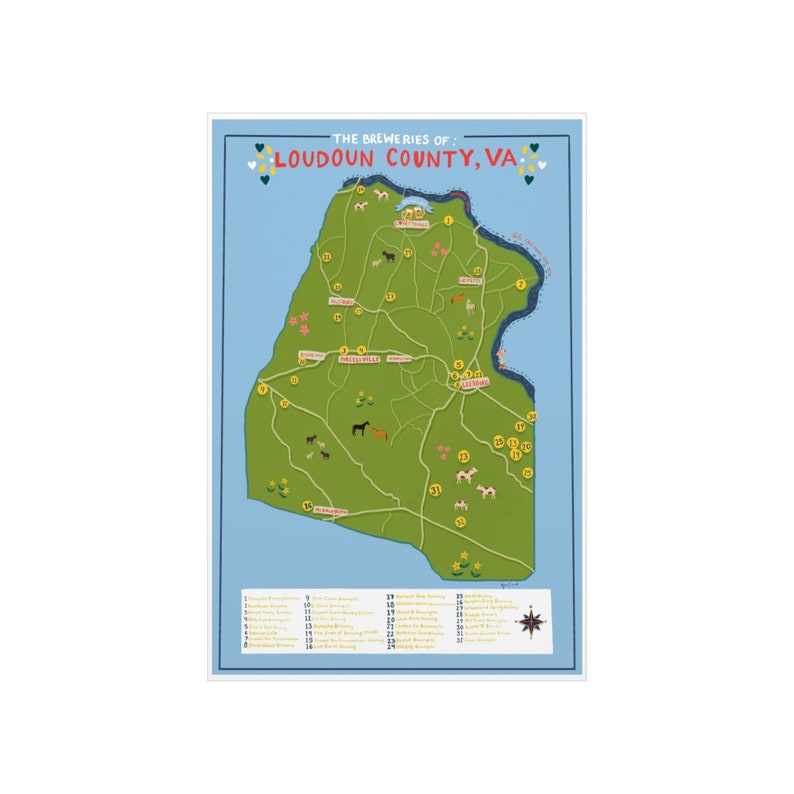 Loudoun County, Virginia Breweries Map, Pinnable Pushpin Board, by ...