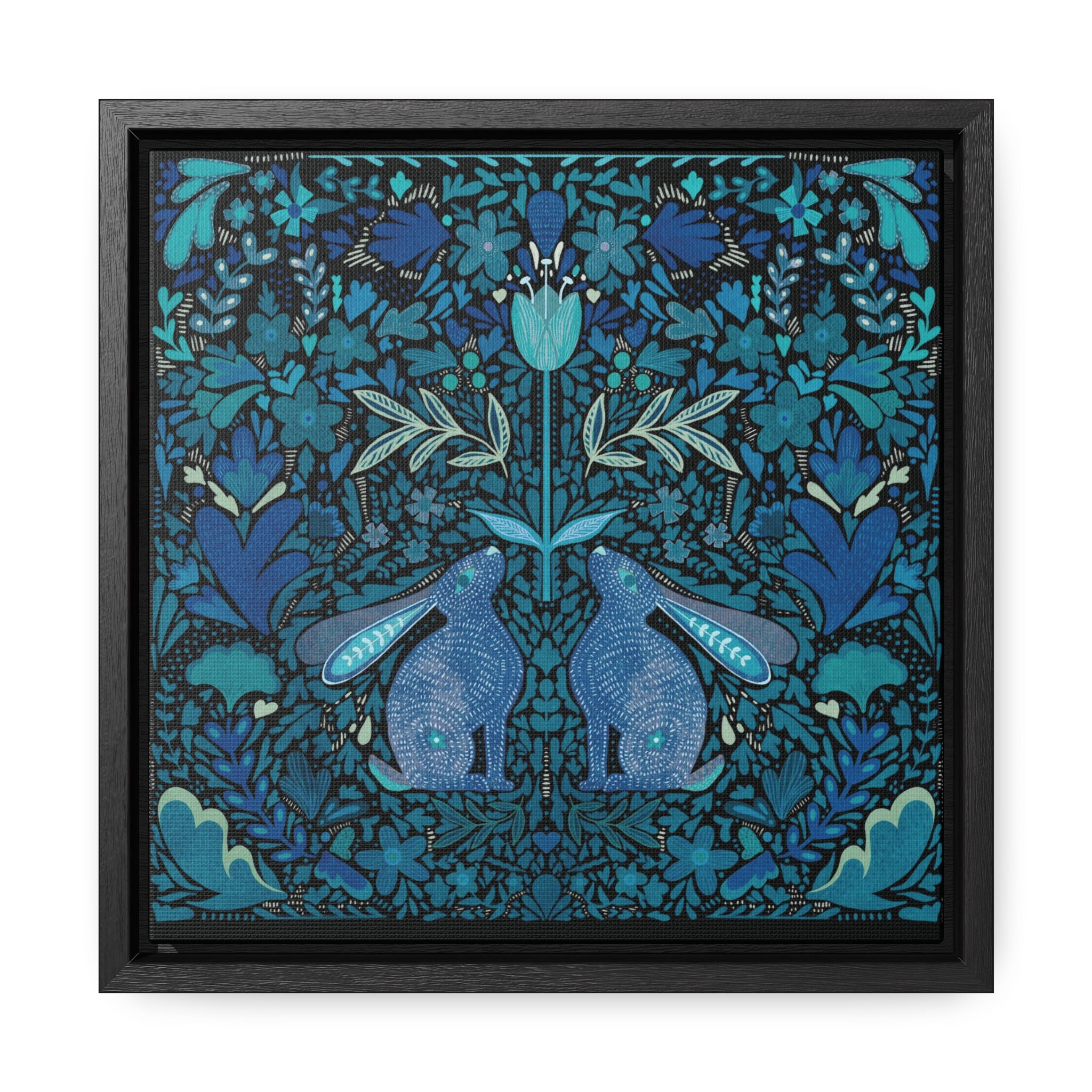 Two Hares, Framed Canvas Folk Art by Kayla Cooper/brightpopshop - Etsy