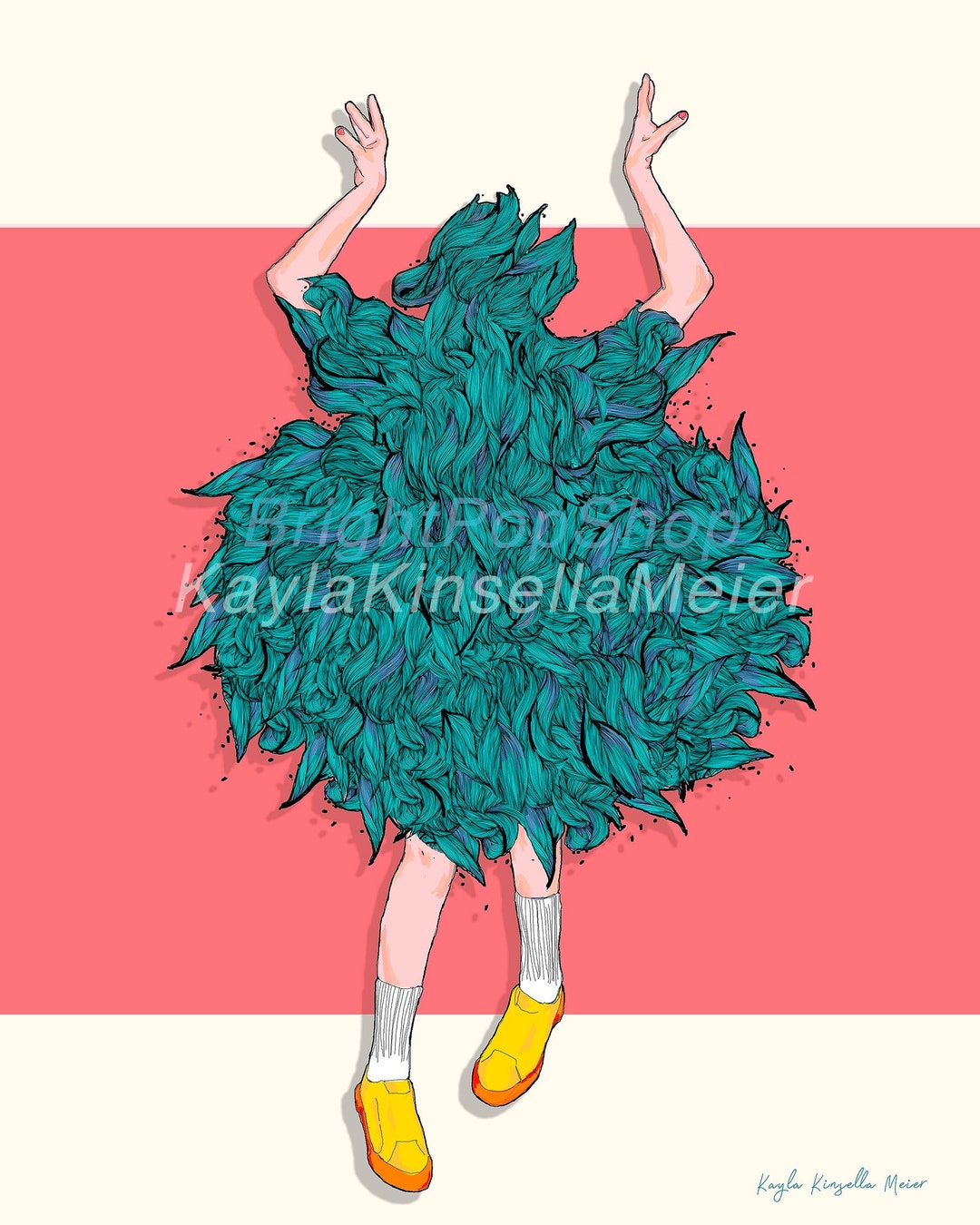 Fluff/hops Girl Print by Kayla Kinsella Meier Cooper (brightpopshop) - Etsy