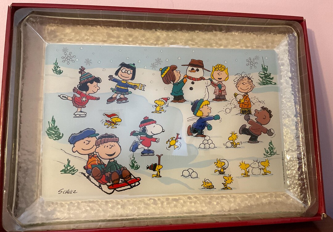 Hallmark Peanuts Glass Serving Platter - Etsy