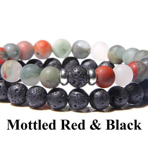 Viking Lava Stone Double Beaded Bracelet Natural 8mm Gemstone Norse ...