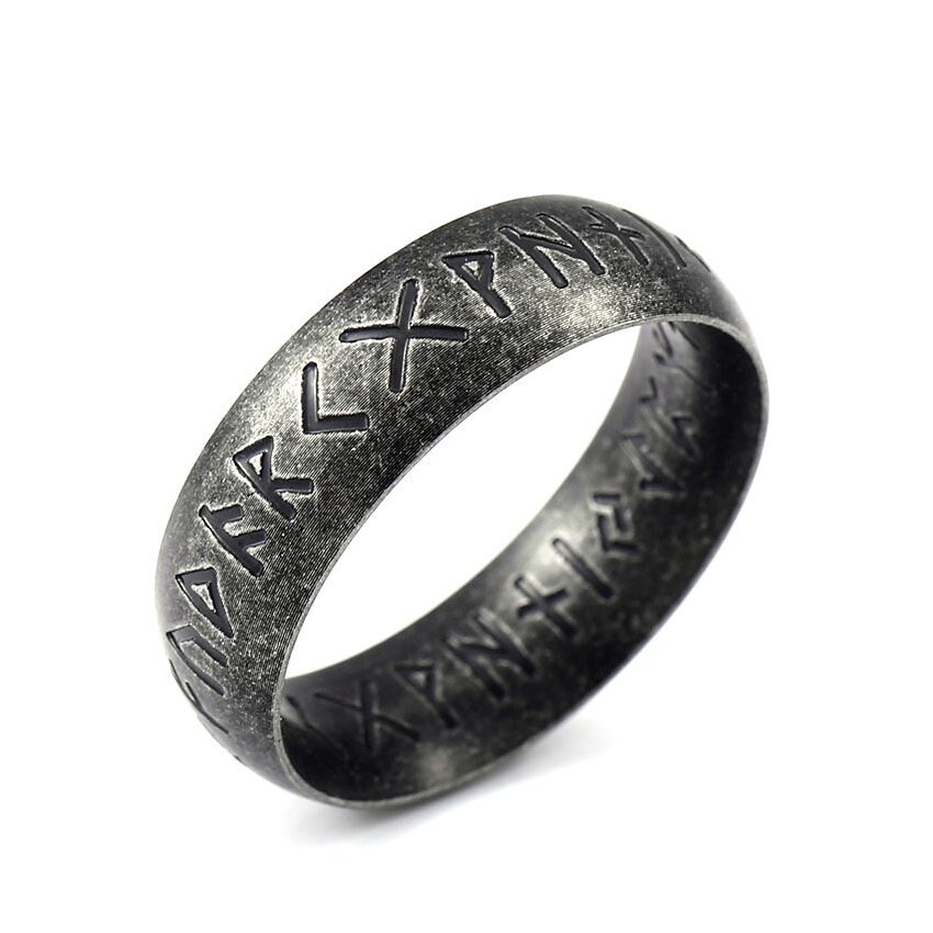 Viking Rune Stainless Steel Vintage Black Celtic Norse Ring - Etsy