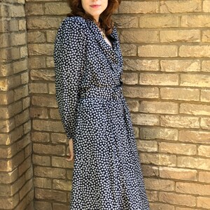 80s Does 40s Navy Blue St Michael Vintage Long Sleeve Belted Day Tea ...