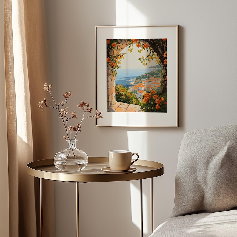 Mediterranean Arch Print | Italian Coastal Village Wall Art | Stone ...