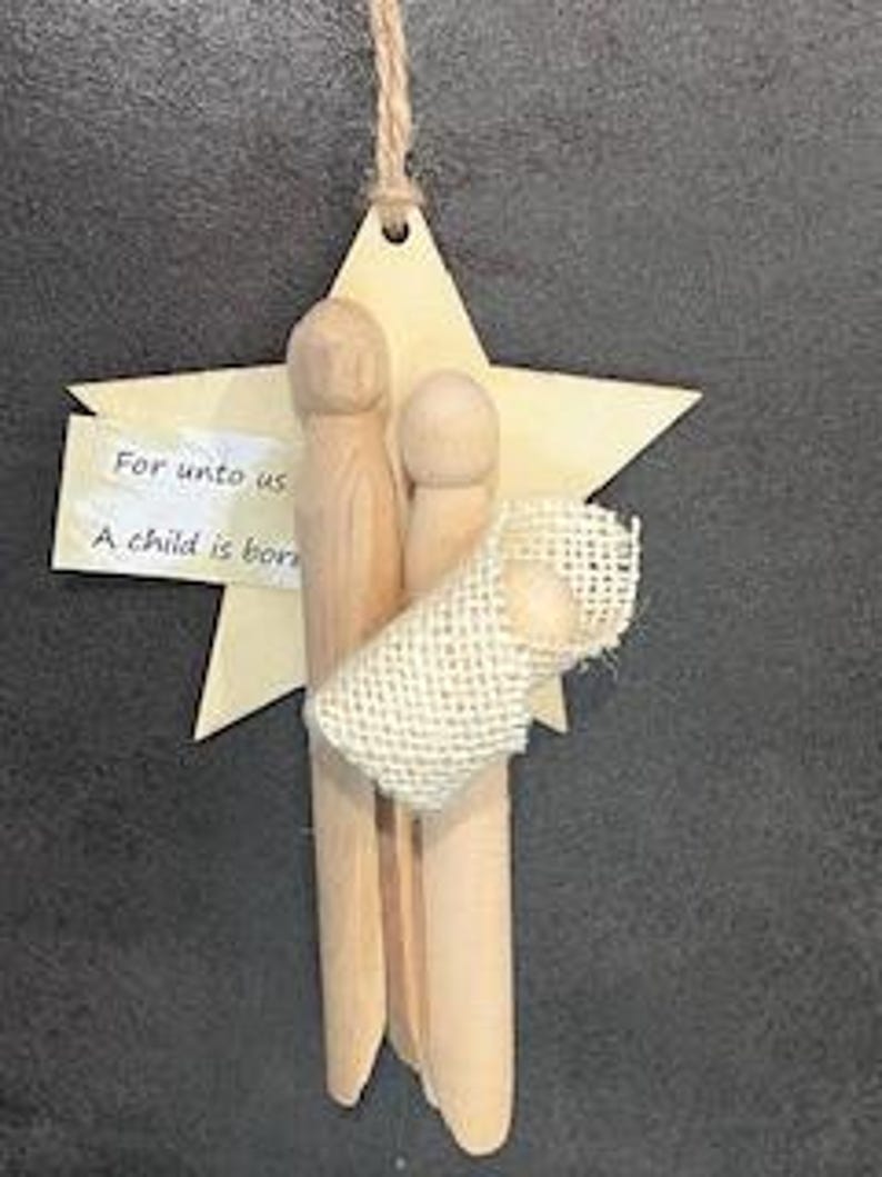 Natural Wood Peg Clothespin Nativity Ornament - Etsy