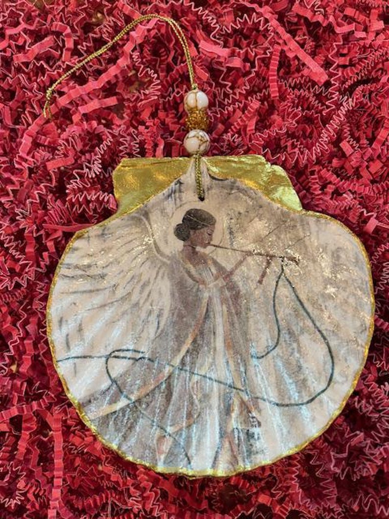 Angel Shell Ornament, Scallop Shell Angel - Etsy