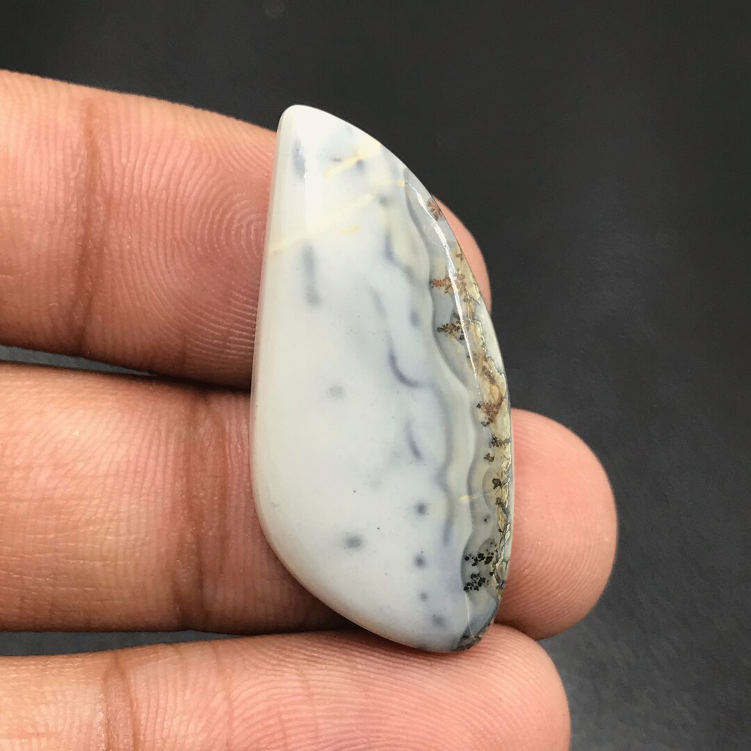 Dendritic Maligano Cabochon...freeform Cabochon...34x16x5 Mm...25 Cts ...