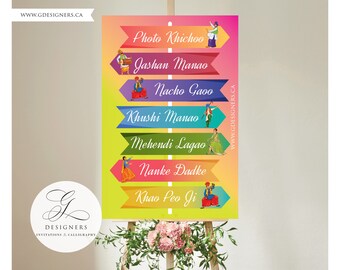 Punjabi Fun Directional Sign for Jaggo Sangeet Signs Maiyan | Etsy Canada