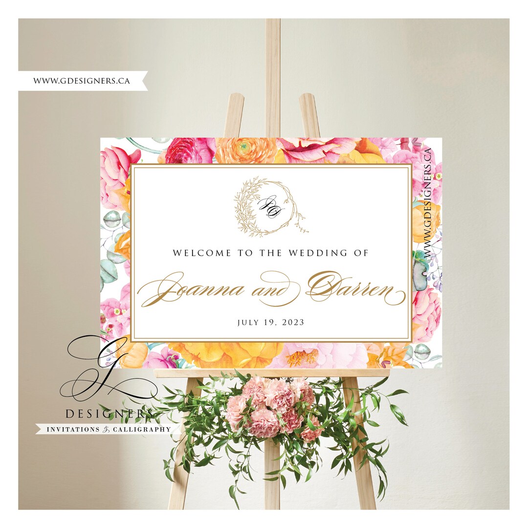 Letrero de bienvenida de recepción de Bright Florals letreros - Etsy México