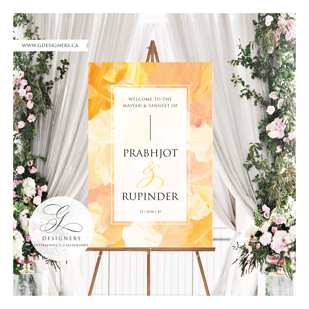 Yellow Maiyan Welcome Sign, Haldi Ceremony Signs, Maiyan/sangeet/jaggo ...