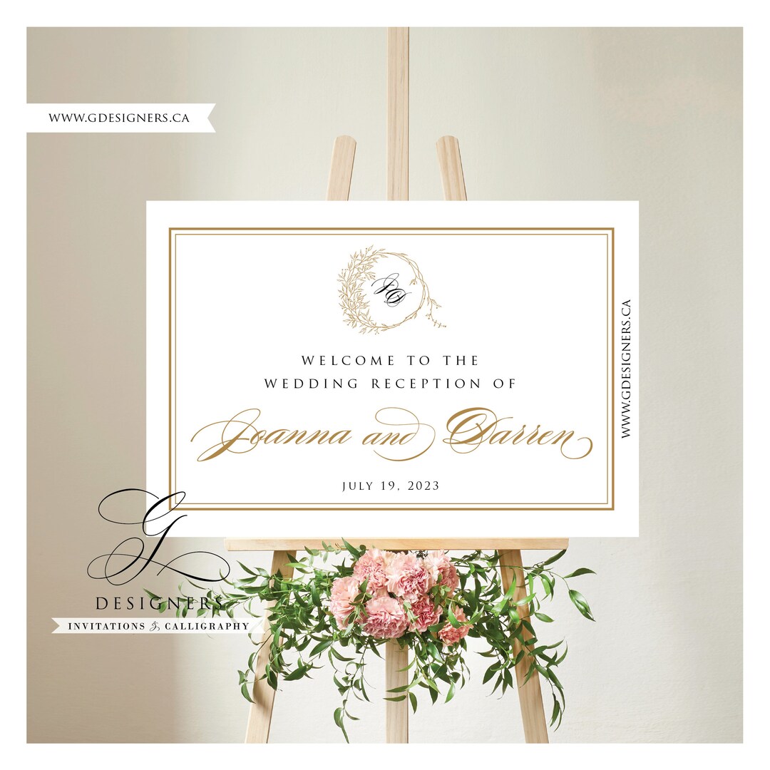 Elegant Classical Reception Welcome Sign, Minimal Wedding Reception ...