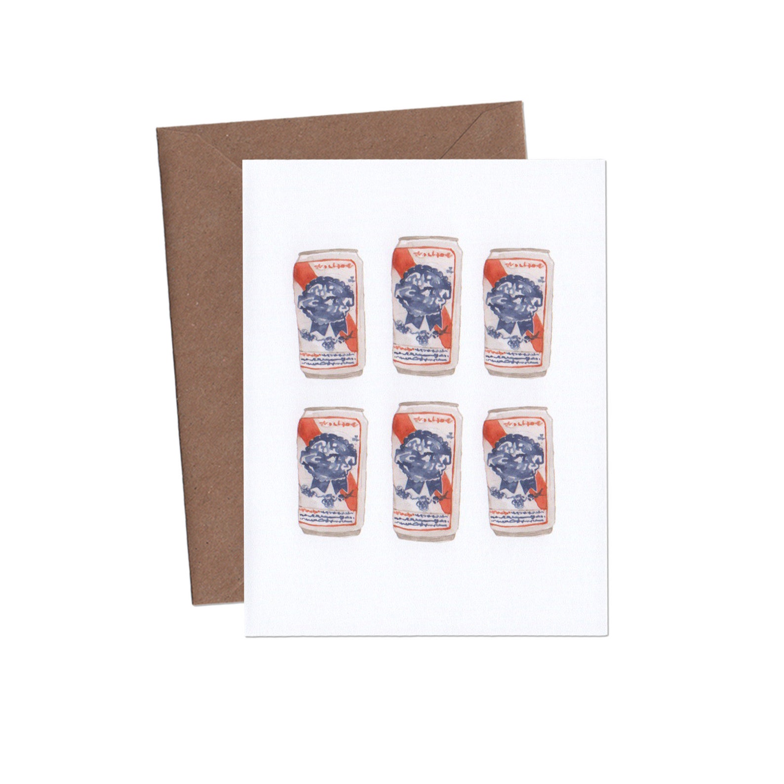 6 Pack Beer Cans Card PBR Pabst Card Funny Drinking Card Funny Greeting ...