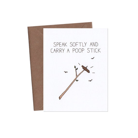 Poop Stick Card Funny Greeting Card Subversive Cards | Etsy