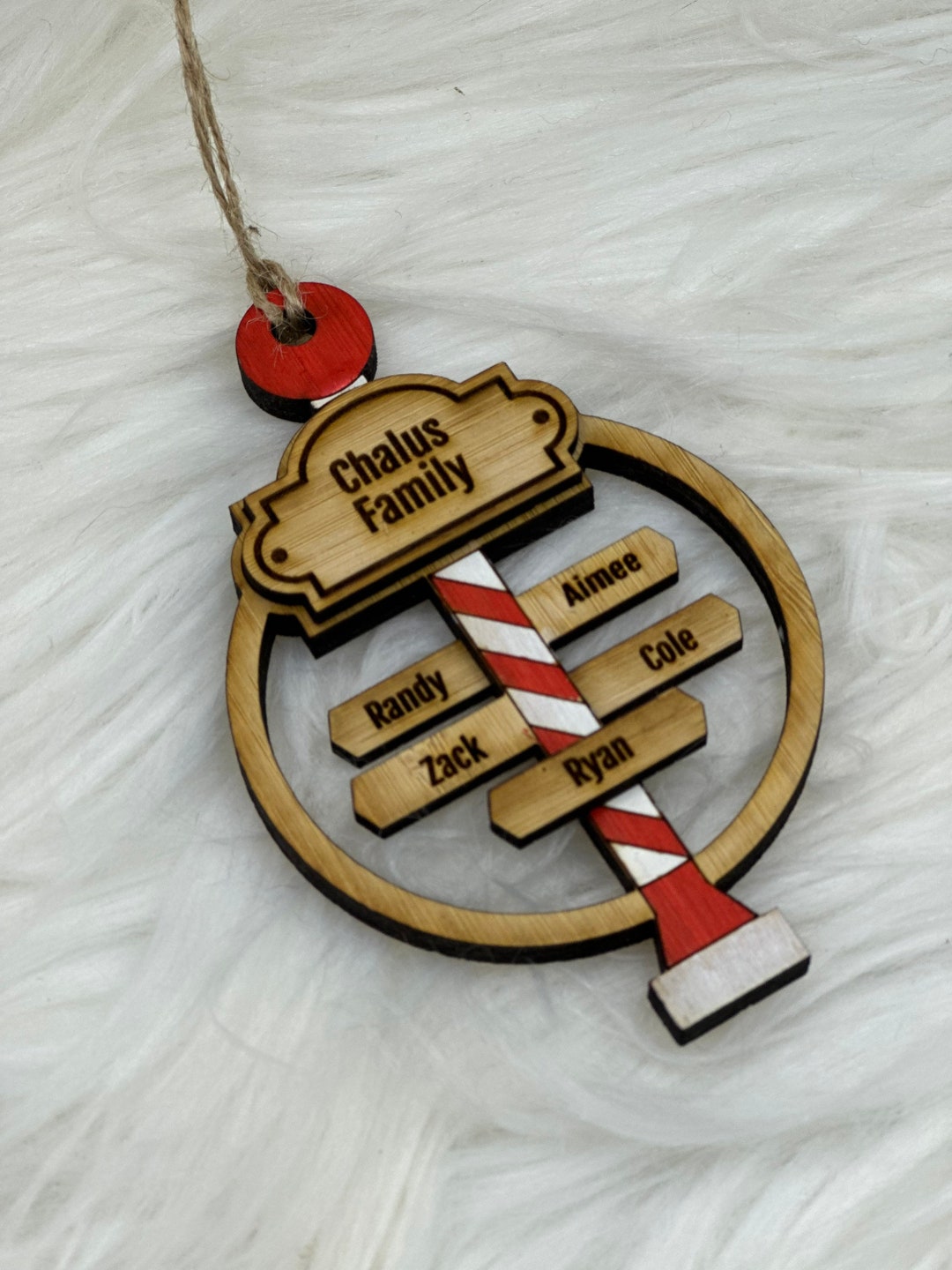 North Pole Sign Family Ornament 2-7 Names | Christmas | Holiday | Tree ...