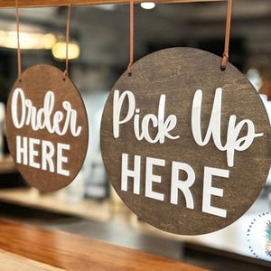 2D Coffee Shop Order Here Signs, Coffee Shop Decor, Pick up Here Sign ...