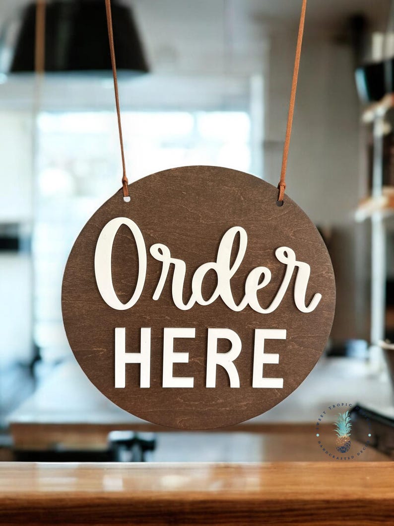 Order Here Sign: 3D Acrylic on Wood, Coffee Shop Decor - Etsy