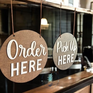 2D Coffee Shop Order Here Signs, Coffee Shop Decor, Pick up Here Sign ...