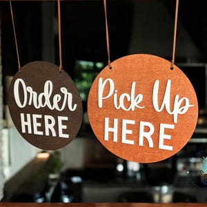 2D Coffee Shop Order Here Signs, Coffee Shop Decor, Pick up Here Sign ...