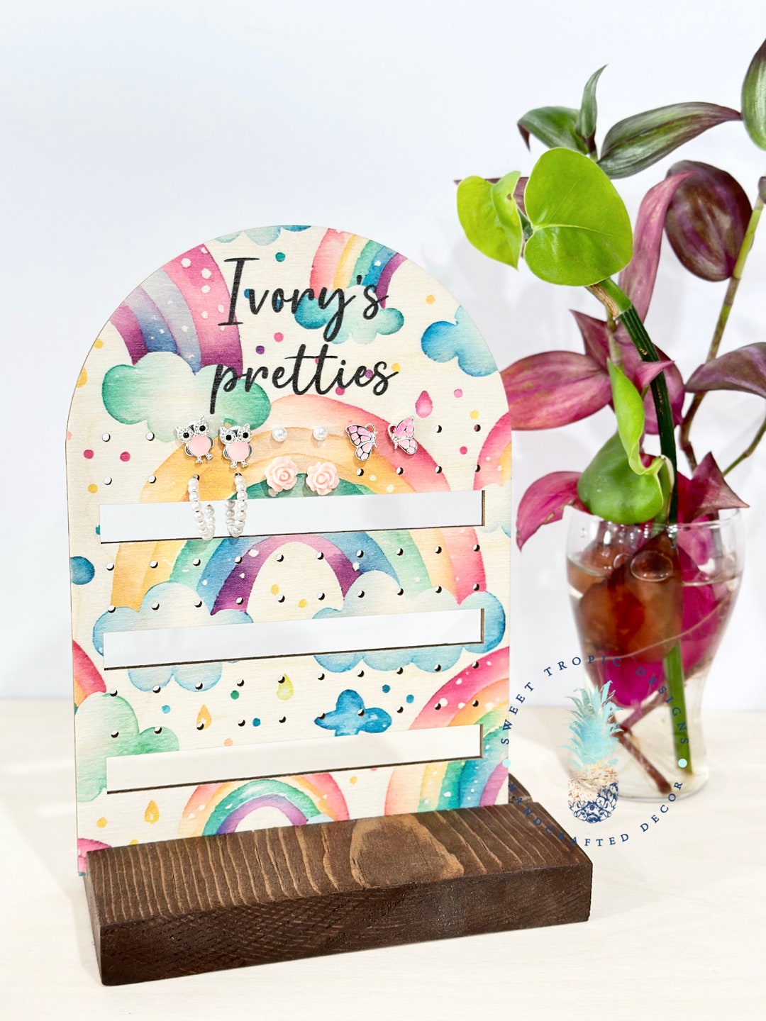 Custom Made Earring Holder, Personalized Birthday Girl Jewelry Stand ...