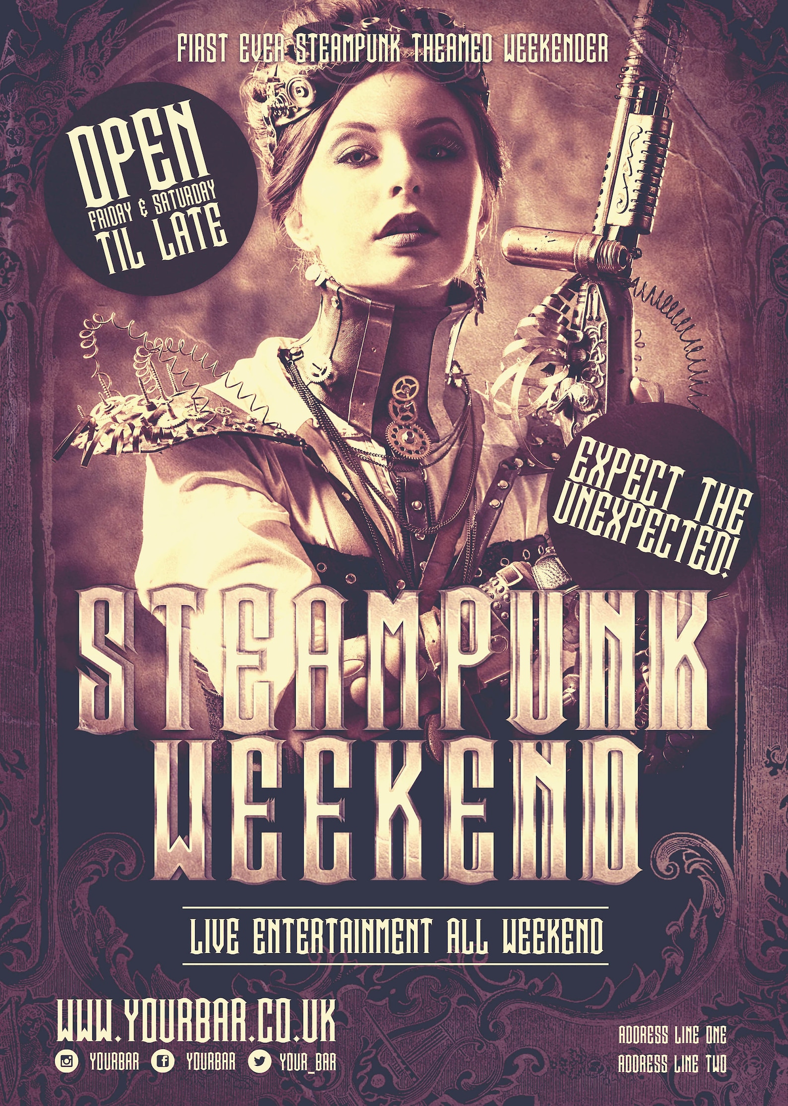Steampunk Weekend Club Flyer Template - Etsy