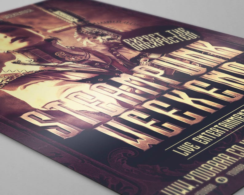 Steampunk Weekend Club Flyer Template - Etsy