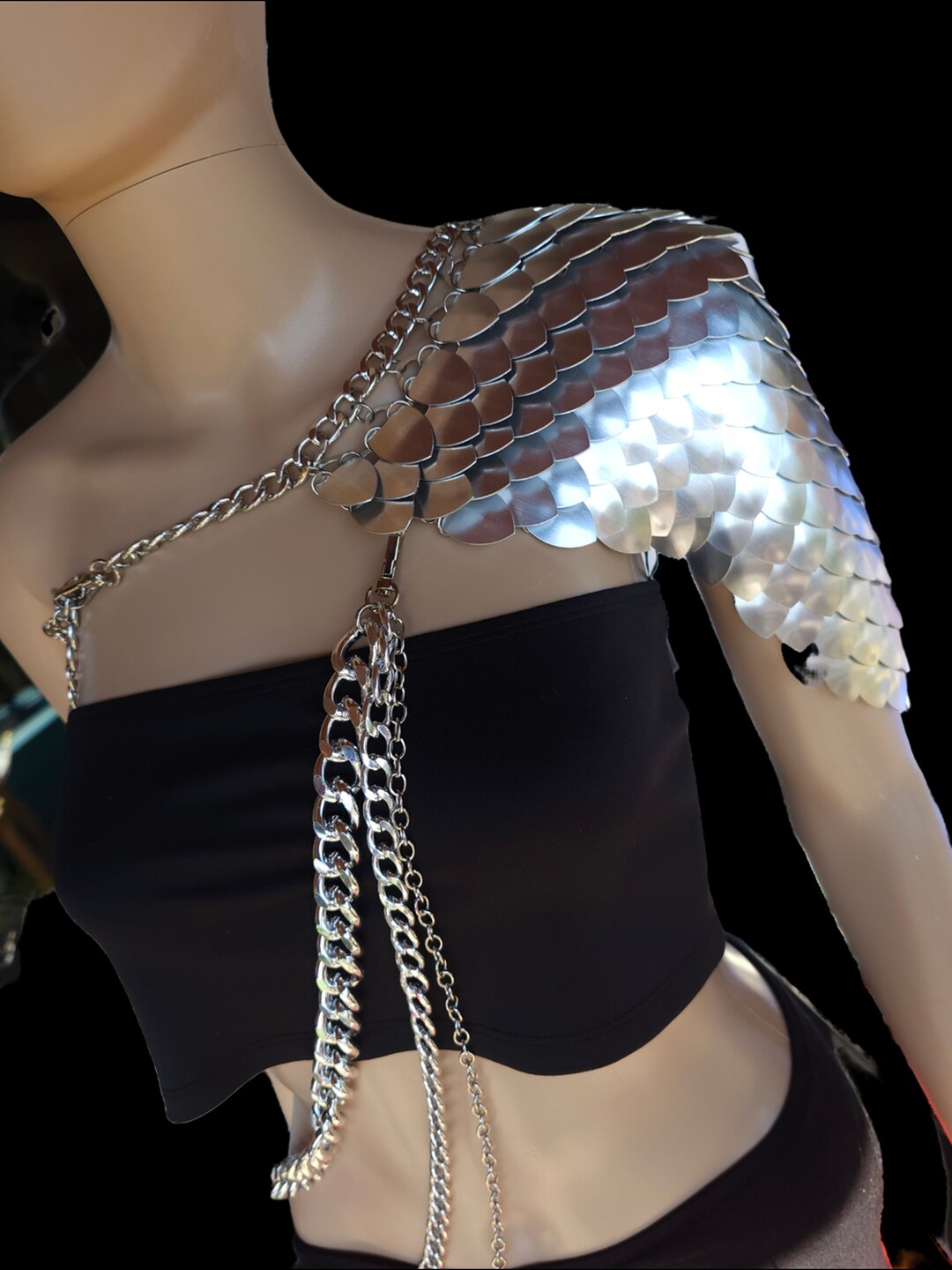 Dragon Scale Shoulder Armor: Stainless Steel Chainmail, Adjustable Fit ...