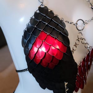 Metal Red Black Breastplate Corset Armor, Fantasy Scalemail Dragon Womens Armor, Royal Fae Gala ...