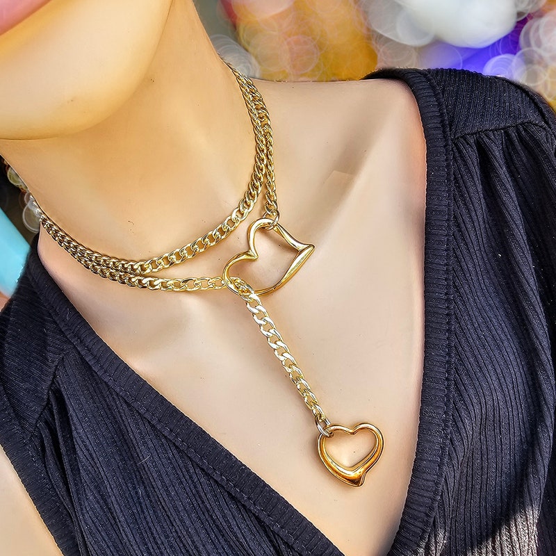 Heart Slip Chain Necklace Drawing