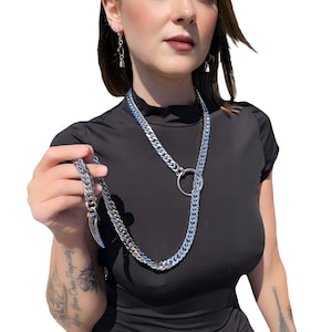 Stainless Steel Slip Chain Collar Choker Leash Layered Necklace ...