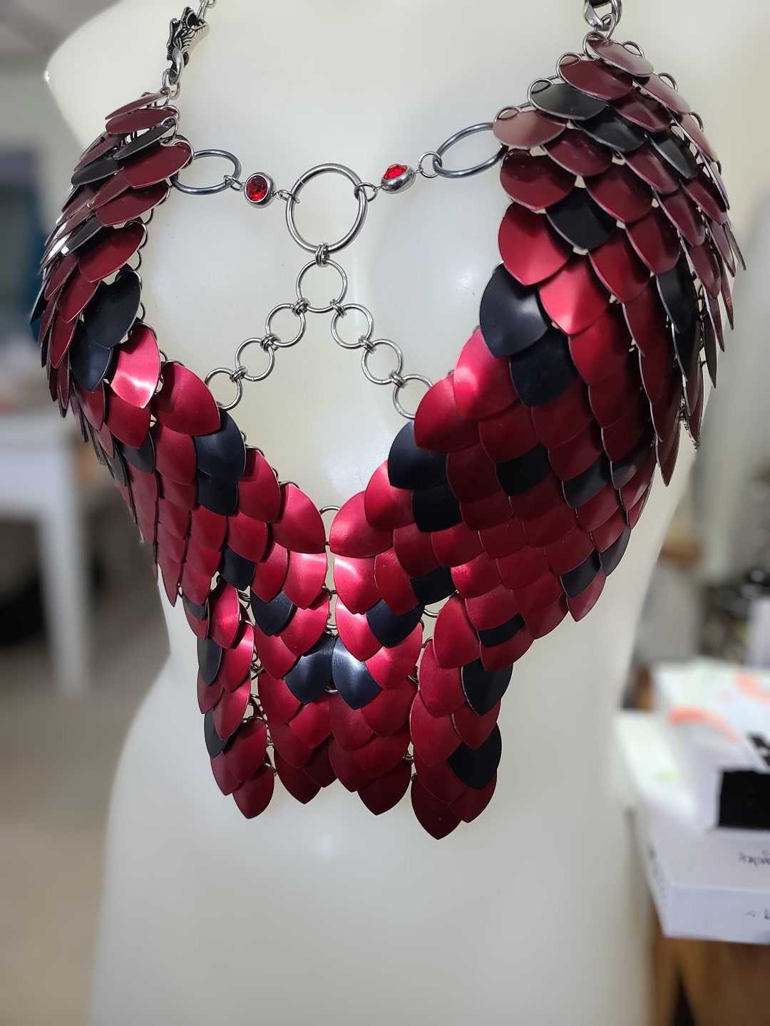 Scalemail Corset Armor: Red & Black Dragon Scale, Fairy Cosplay - Etsy