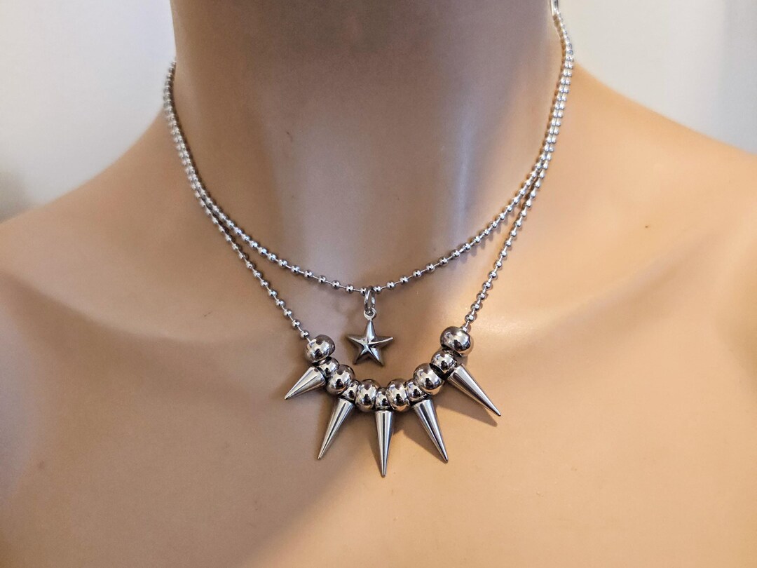 Spike Star Pendant Necklace Layered Steel | Dark Academia Aesthetic ...