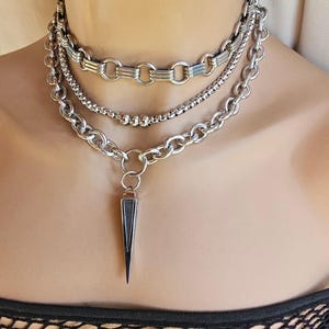 Layered Multi Strand Chunky Chain Gothic Choker Collar Necklace Set Non Tarnish Waterproof ...