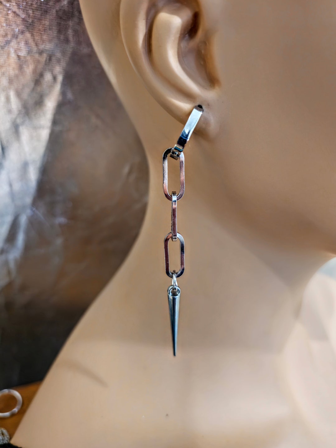 Steel Gothic Punk Huggie Hoop Dangle Spike Earrings Handmade Punk Y2k ...