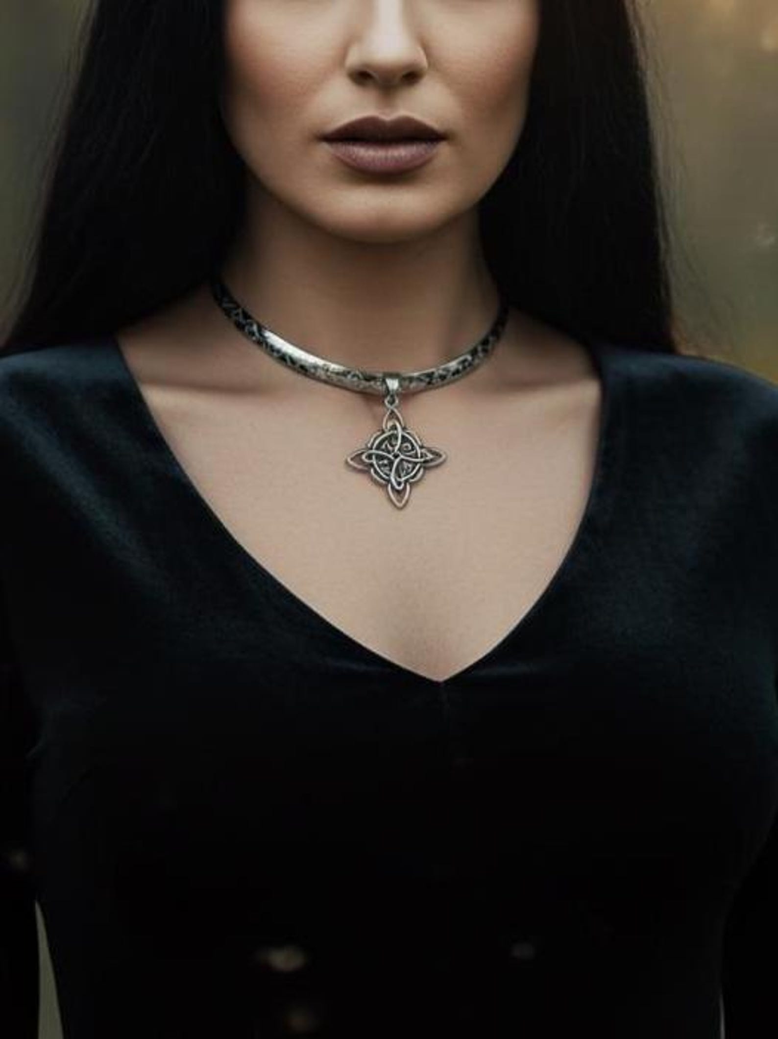Silver Witch Knot Choker: Celtic Protection Amulet Necklace - Etsy