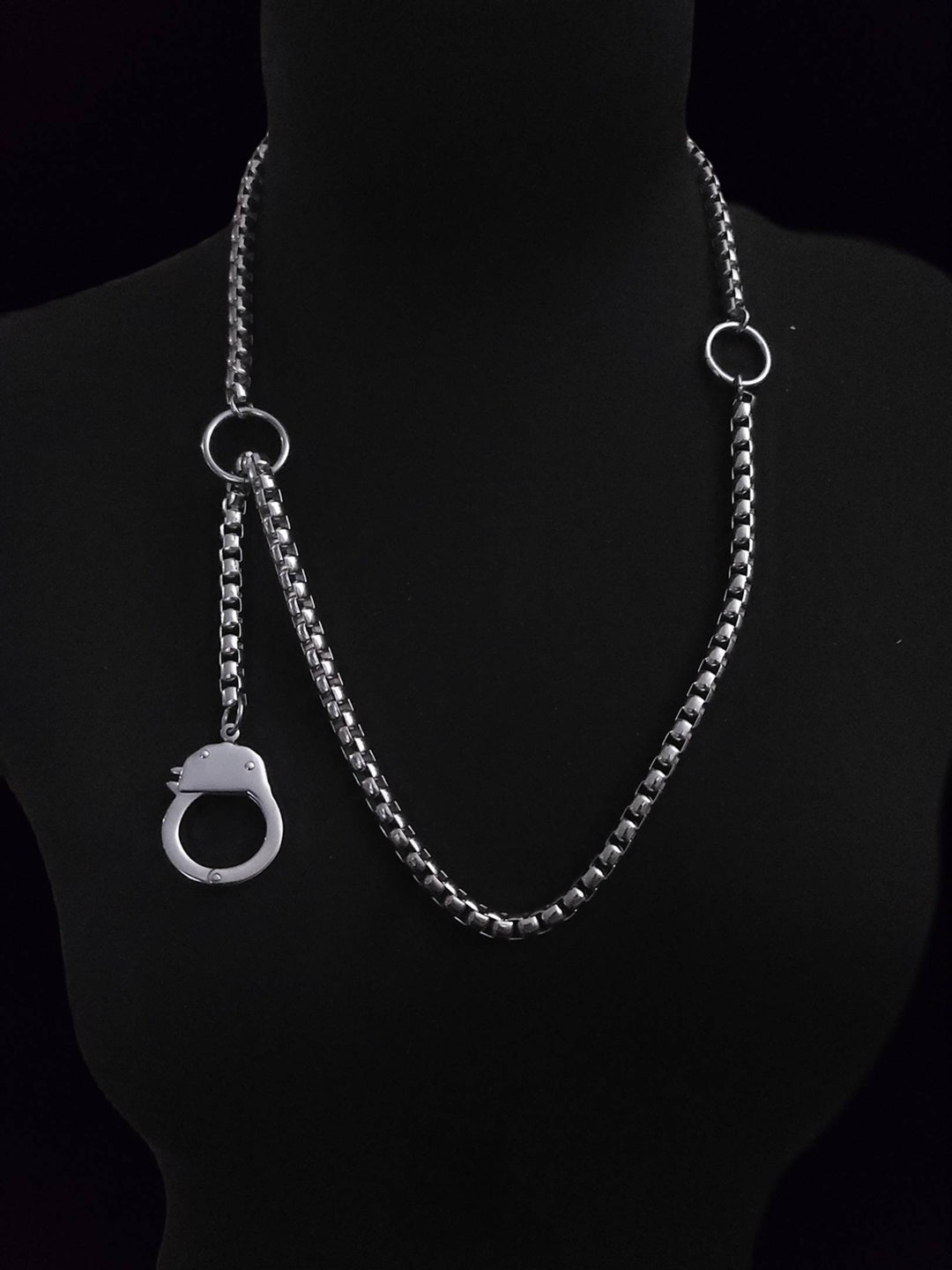 Handcuff Gothic Punk Bondage Layered Fidget Necklace Set A Handmade ...