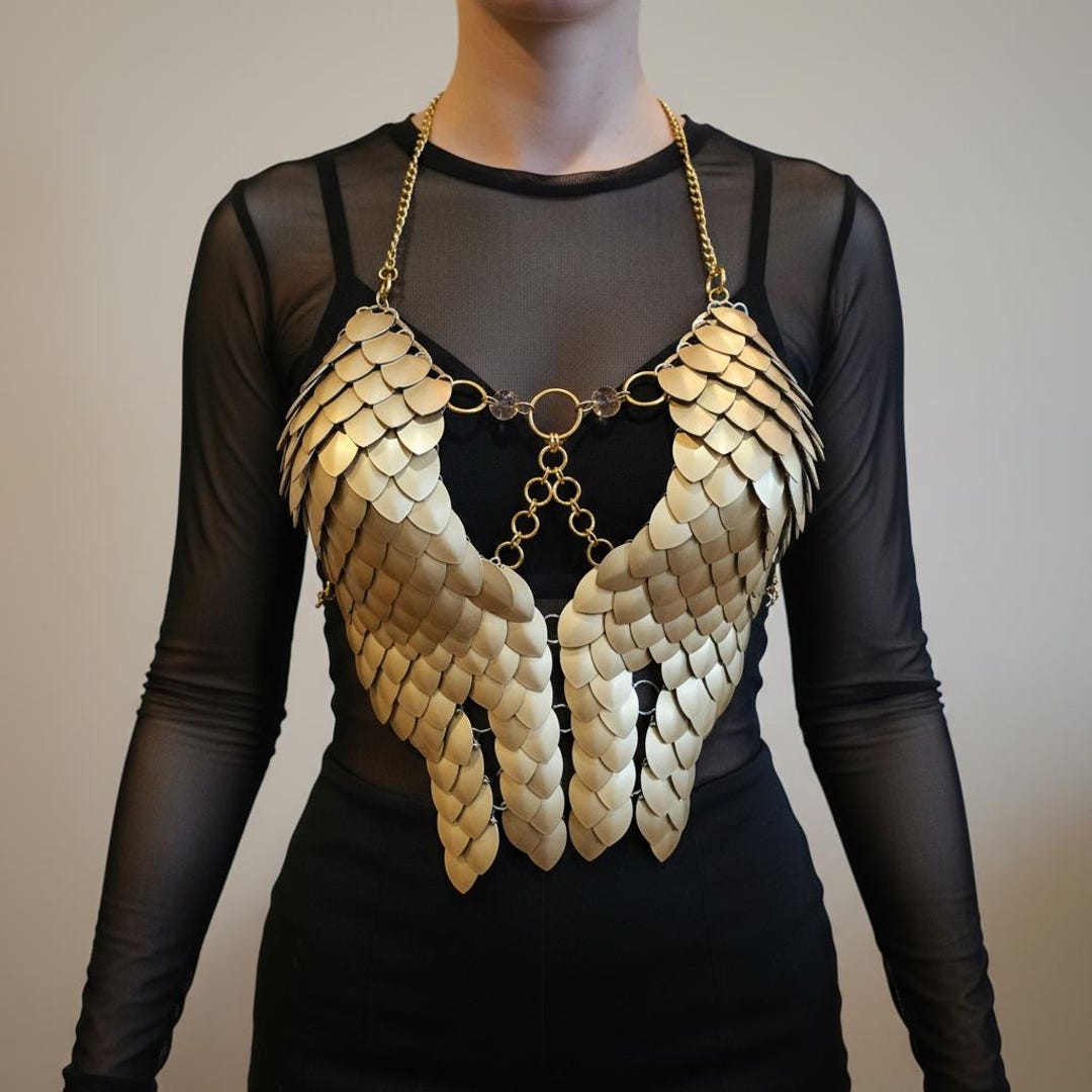Gold Dragon Fae Scalemail Breastplate Armor Corset: Handmade in Canada ...