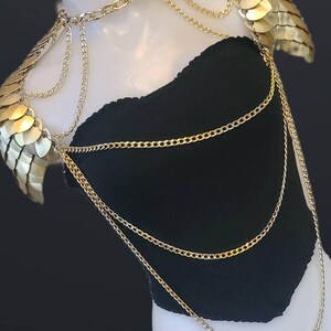 Gold Scalemail Fae Fantasy Shoulder Armor: Dragon Scale Viking Gala ...