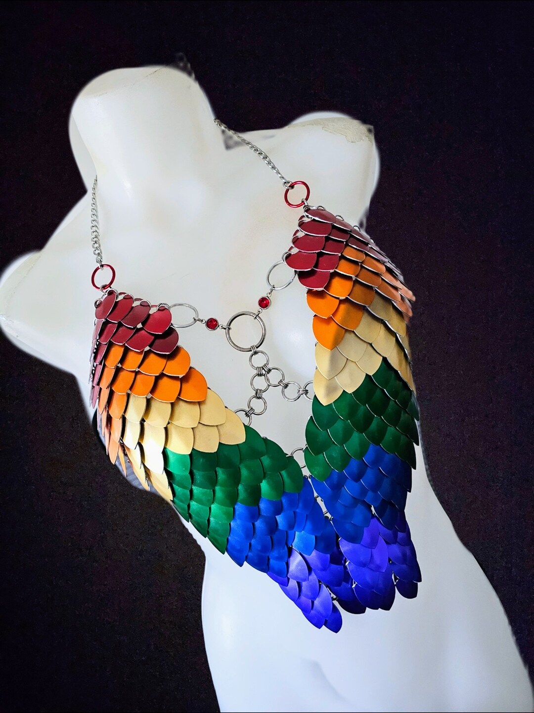 Metal Rainbow Breastplate Corset Armor, Fantasy Scalemail Dragon Scale ...