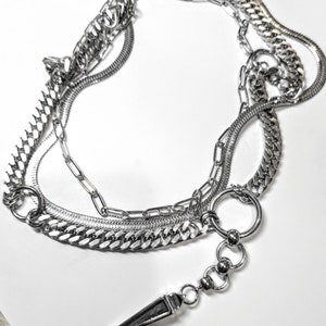 Chunky Chain Goth Layered Necklace Set Handmade, Waterproof, Steel Alt ...