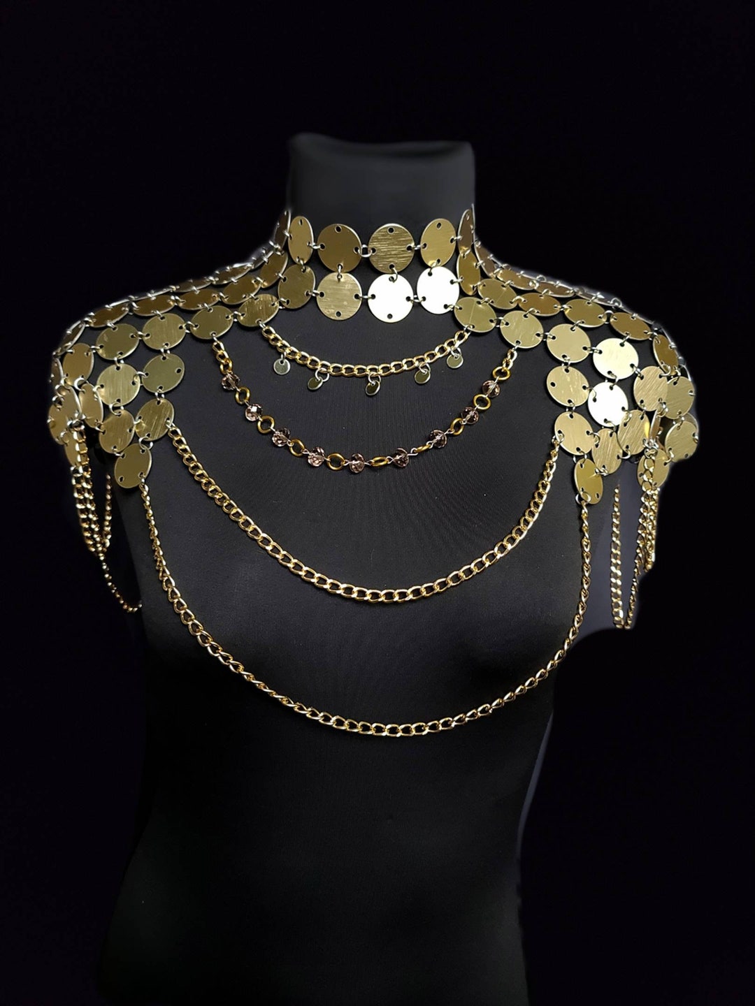 Metal Shoulder Armor With Body Chain: Festival Rave Outfit - Etsy