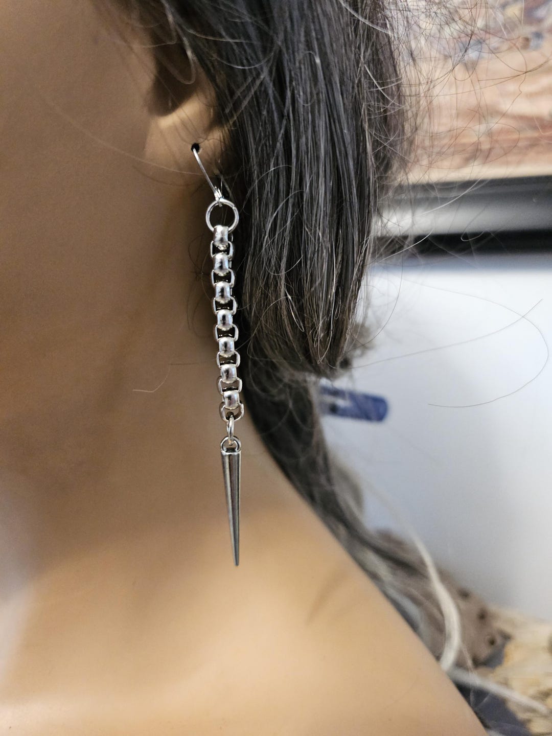 Spike Dangle Earrings - Stainless Steel Posts, Statement Punk Earrings ...