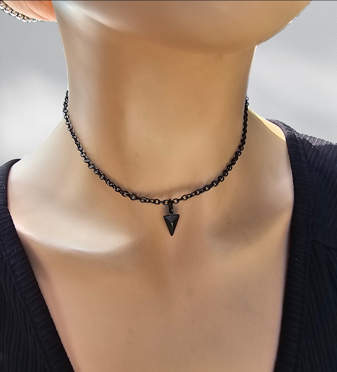 Black Steel Dainty Alt Gothic Pagan Punk Choker Necklace | Dark ...