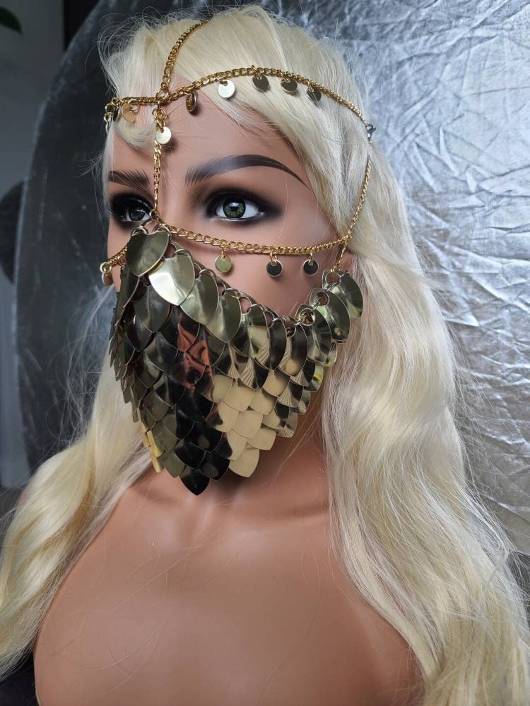 Scalemail Chainmail Face Mask Dragon Mother Gold Cosplay - Etsy