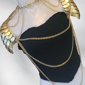 Gold Scalemail Fae Fantasy Shoulder Armor: Dragon Scale Viking Gala ...
