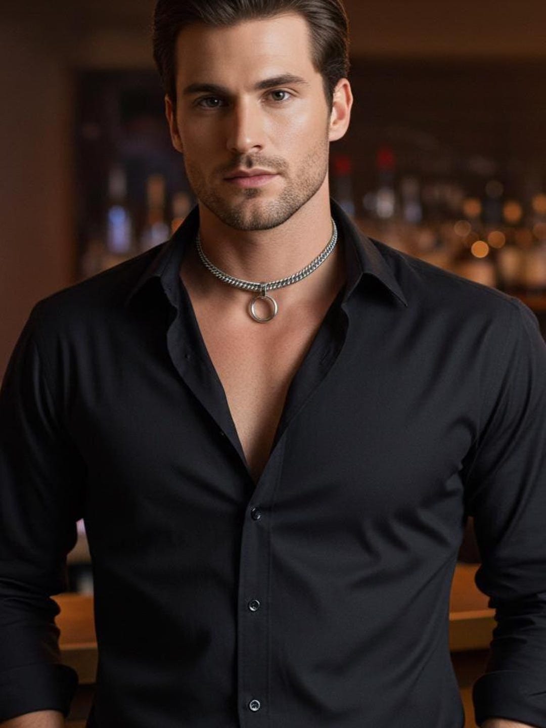 Mens Discreet Day Collar BDSM Submissive Choker Necklace With Permanent ...
